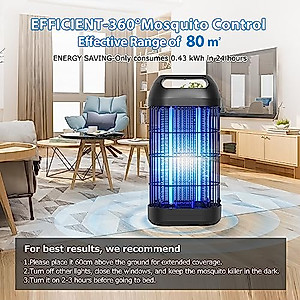 AMUFER Bug Zapper Indoor, Electric Mosquito Zapper Fly Zapper, Bug Mosquito Fly Insect Traps Killer and Repellent for Home, Garden, Patio, 3600V High Voltage 16W Power, 1-Piece Replacement Bulb
