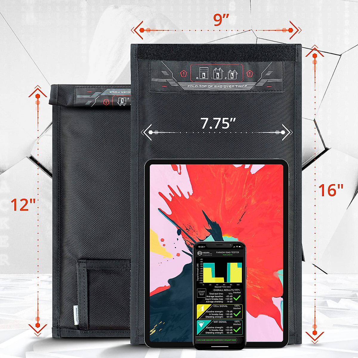 Mission Darkness Non-Window Faraday Bag for Tablets // Device Shielding for Law Enforcement & Military, Executive Privacy, Travel & Data Security, Anti-Hacking Anti-Tracking Anti-Spying Assurance
