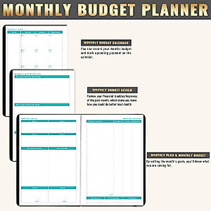 Budget Planner - Monthly Budget Book and Expense Tracker Notebook, Faux Leather Hardcover Financial Organizer, 6.3" x 8.4" Undated Bill Organizer with Pocket + Stickers + Premium Paper - Black