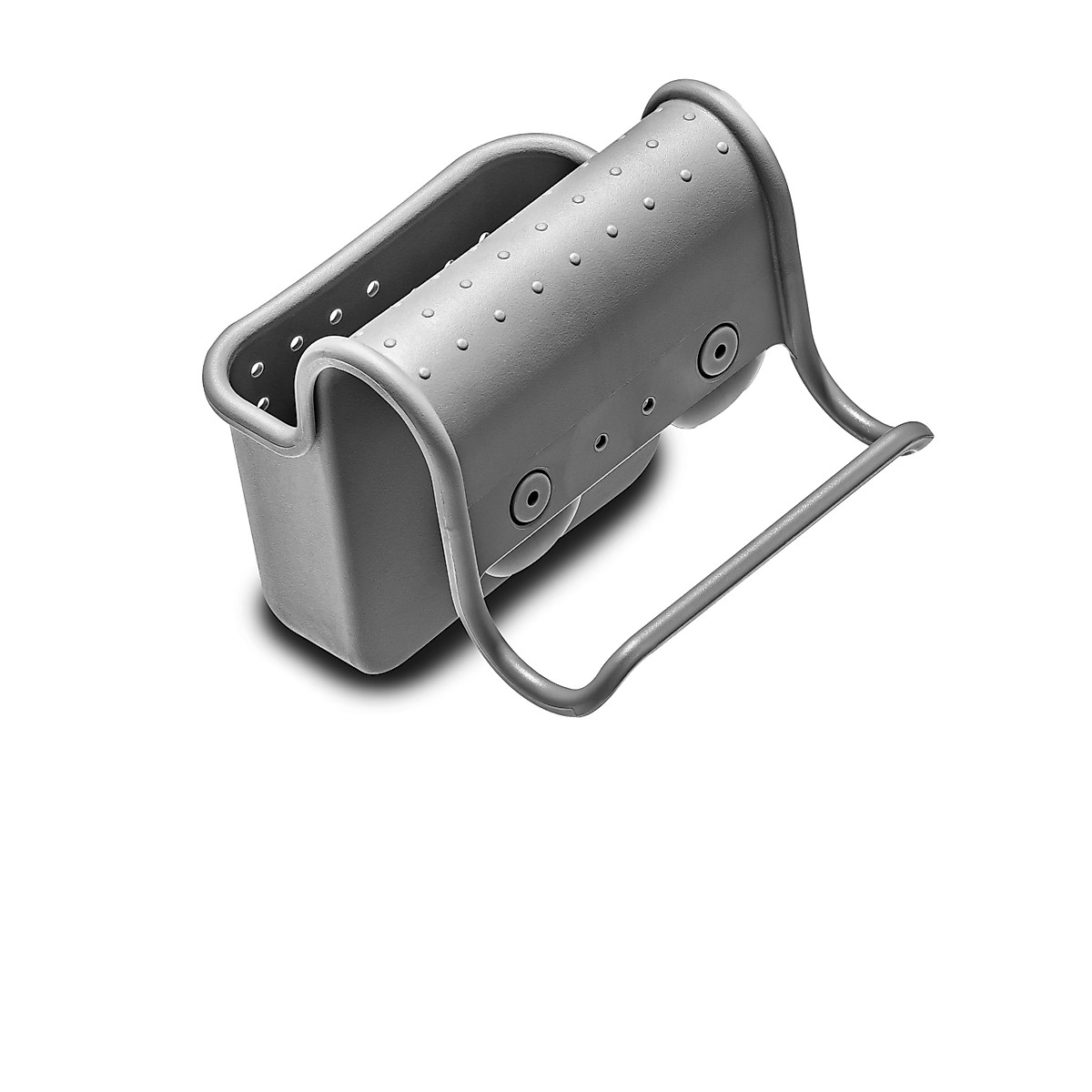 madesmart Over-The-Sink Towel and Sponge Saddle with Ventilation Holes, Dish Cloth and Sponge Holder Sink Caddy for Divided Sinks, Silver