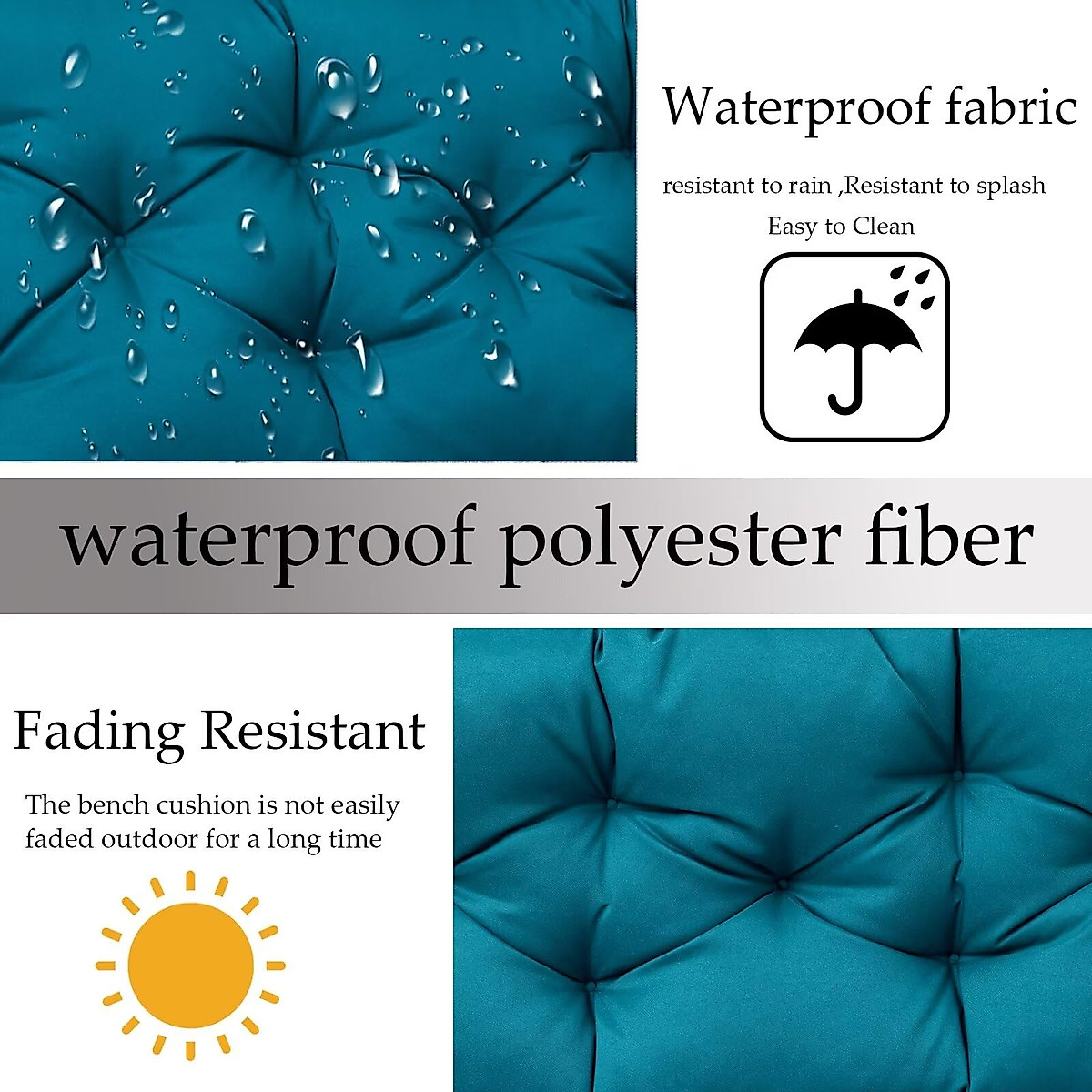 HZODJBH Swing Replacement Cushion, Outside Bench Cushion with Backrest, 2-3 Seater Cushion with Ties for Outdoor Furniture, 60 x 40 x 4 Inches Porch Swing Cushion Garden Bench (Brown)