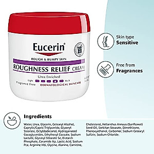 Eucerin Roughness Relief Cream, Fragrance Free Body Cream for Dry Skin, 16 Oz Jar