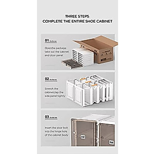 MAYIBOX Shoe Cabinet 2-20 Grid Stackable Transparent Folding Shoe Box Plastic Storage Box Storage 2-40 Pairs of Shoes (2 Rows 8 grids)