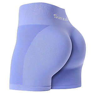 Sunzel Workout Biker Shorts Women Scrunch Butt Lifting Seamless Shorts High Waist Stretch Booty Short for Gym Yoga Running, 5 inches Lilac