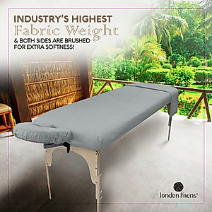 LONDON LINENS Soft Microfiber Massage Table Sheets Set 3 Piece Set - Includes Massage Table Cover, Massage Fitted Sheet, and Massage Face Rest Cover (Stone)