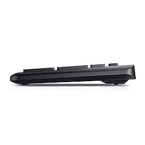 Dell Wireless Keyboard and Mouse - KM3322W, Wireless - 2.4GHz, Optical LED Sensor, Mechanical Scroll, Anti-Fade Plunger Keys, 6 Multimedia Keys, Tilt Leg - Black
