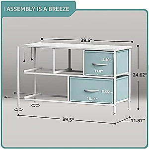 Sorbus Kids Dresser with 8 Drawers and 5 Drawer TV Stand Bundle - Matching Furniture Set - Storage Unit Organizer Chests for Clothing - Bedroom, Kids Rooms, Nursery, & Closet (Aqua)