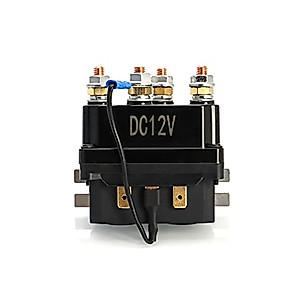 QWORK Solenoid Relay, 12V 250A Winch Relay Solenoid Replacement Contactor for 3000-5000lbs ATV UT Winch Control, 2 Pack