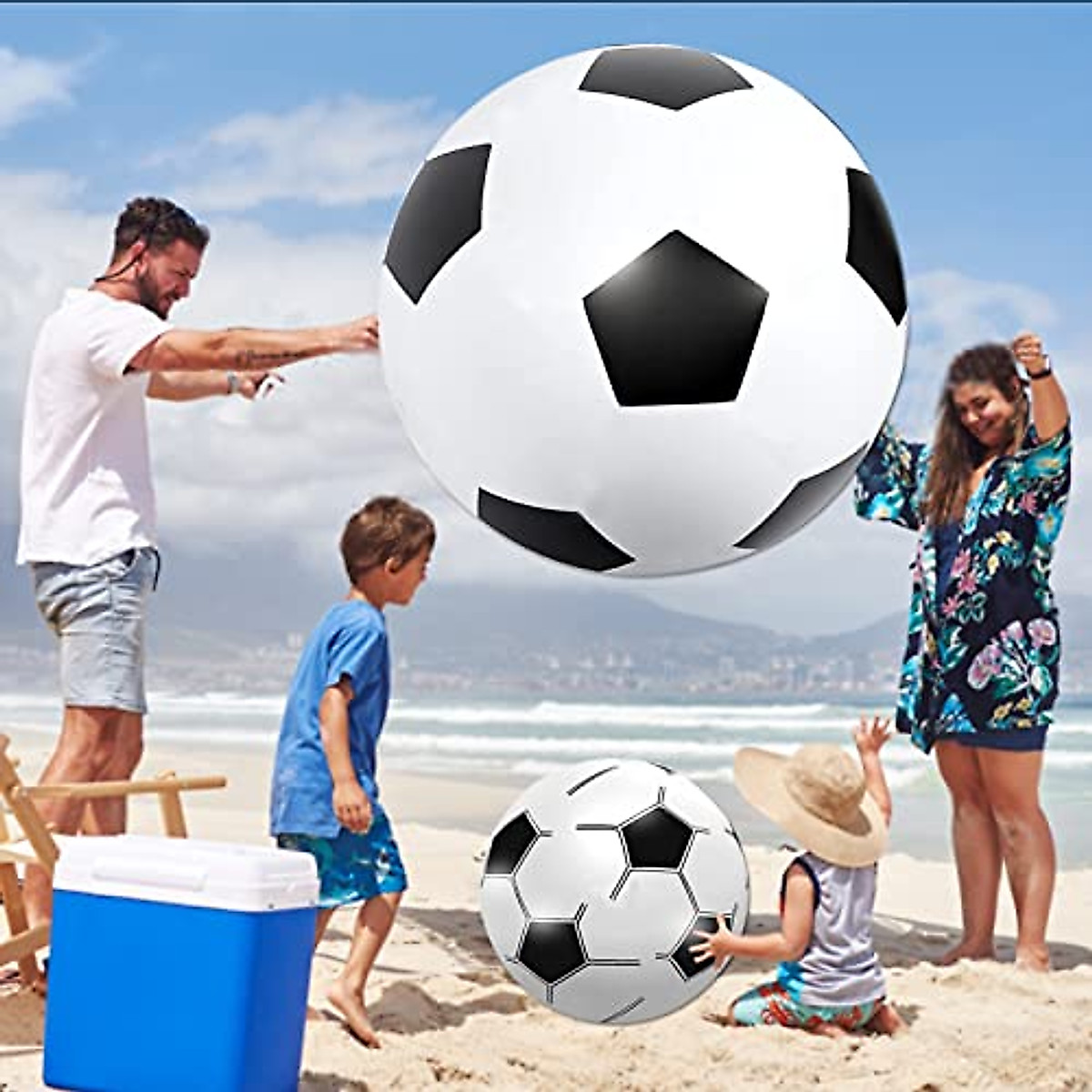 HAOOIE 4 Pack Giant Inflatable Soccer Ball 27 Inch Large Beach Balls Bulk Pool Toys Beach Toys Beach Party Decoration for Water Sports Games Party Supplies