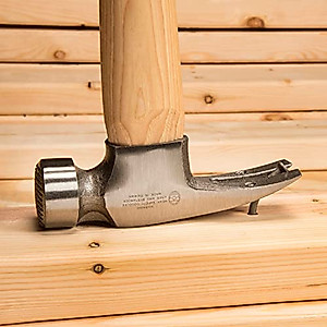 ESTWING Sure Strike California Framing Hammer - 25 oz Straight Rip Claw with Milled Face & Hickory Wood Handle - MRW25LM