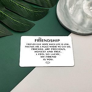 Vadaka Friendship Card Gift Best Friend Card Gift Metal Wallet Insert Card for Teens Friend Inspirational Card Appreciation Gift Engraved Wallet Inserts Card Birthday Graduation Gifts for Sister Card