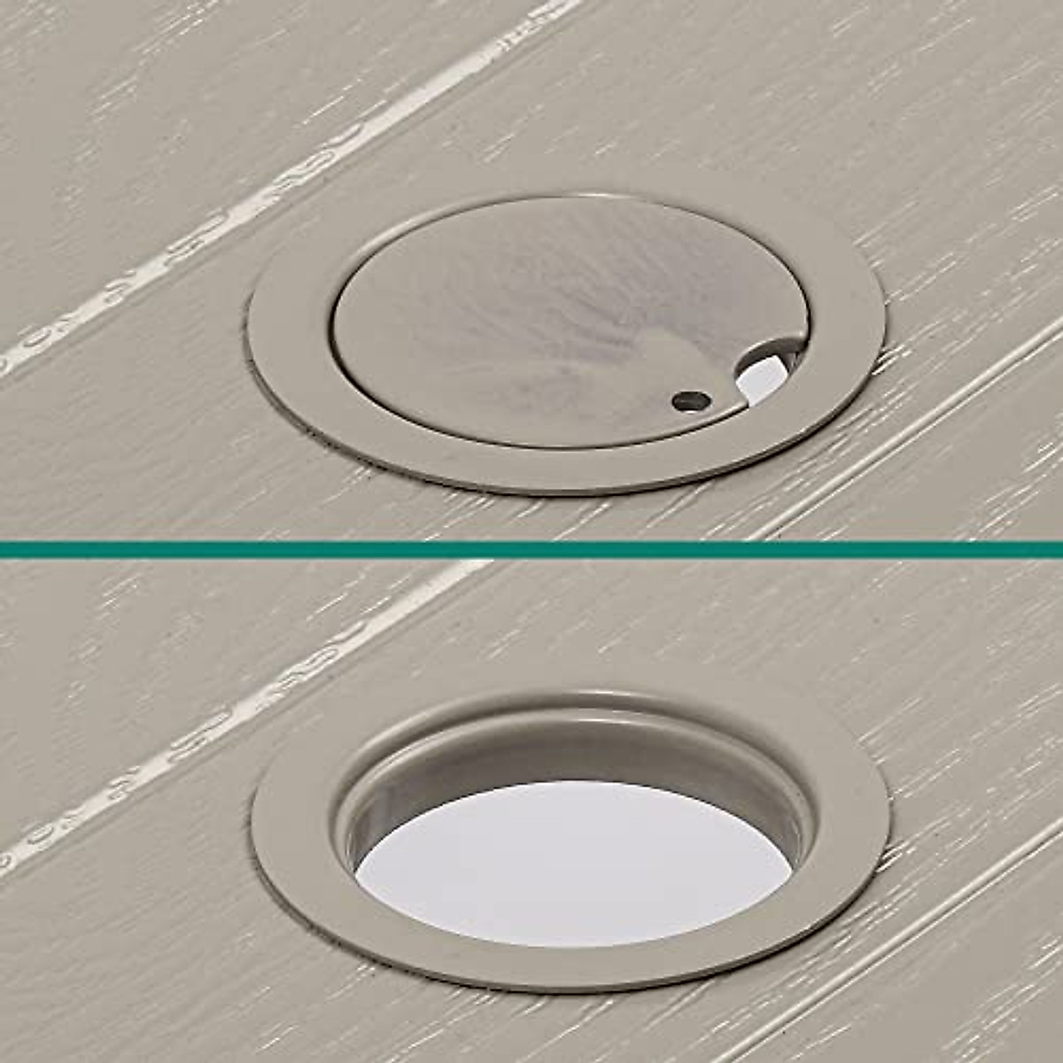 YITAHOME 7-Piece Patio Dining Set, Outdoor Wicker Conversation Furniture with 2 Rocking Chairs, Soft Gray Cushions and Imitation Wood Grain Dining Table for Backyard, Balcony and Garden