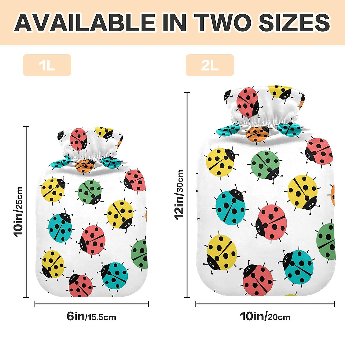 Animal Ladybug Hot Water Bottle with Cover 1L Small Hot Water Bag for Pain Relief Cramps BAP Free