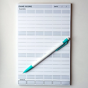 Game Score Sheet Pad - Blank Scoring Notepad for Games - 50 Sheets