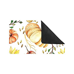 susiyo Doormat 30"x18" Fall Harvest Pumpkins Sunflowers Non-Slip Indoor Entryway Door Mat (Rubber Backing)