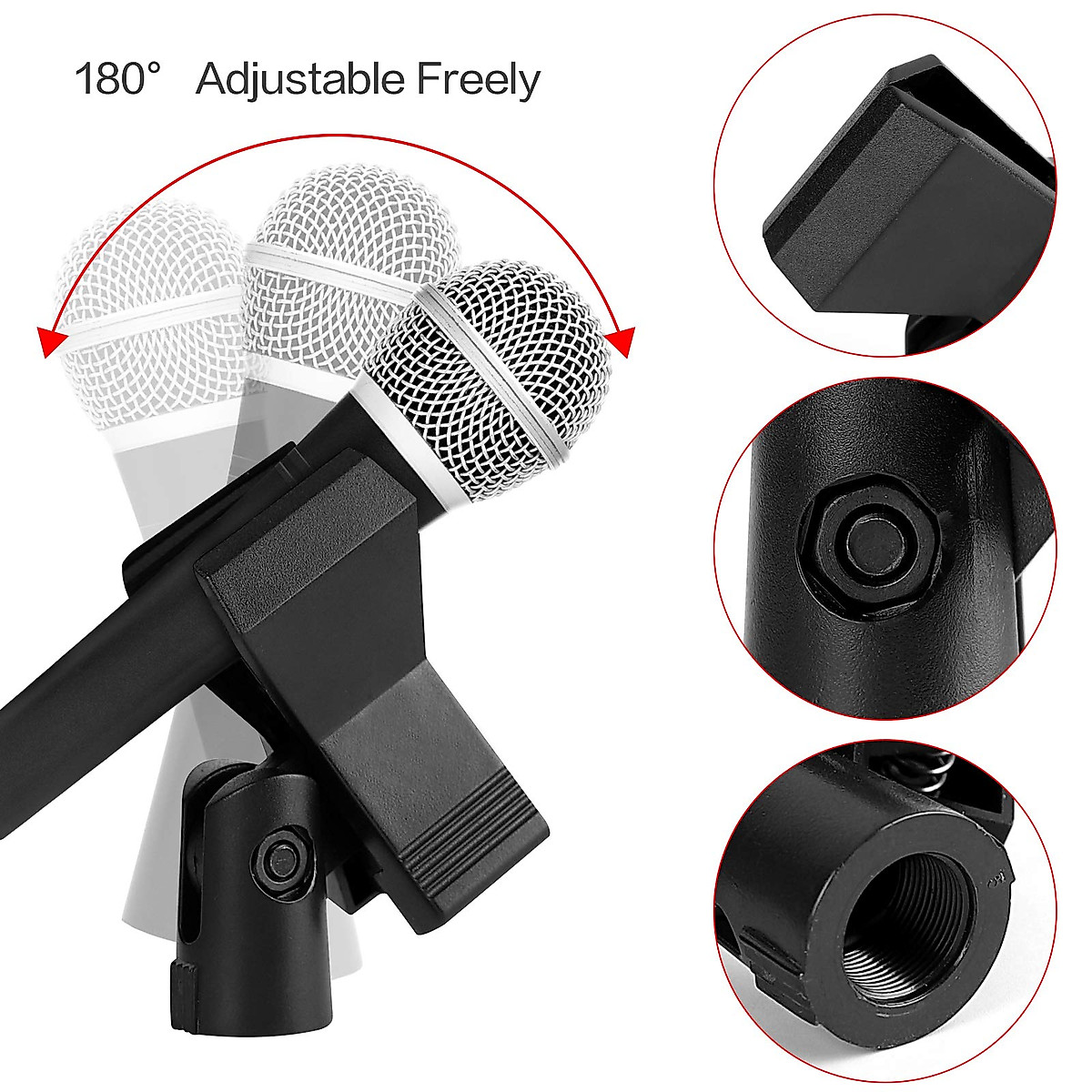 Inovat Pack of 3 Pcs Universal Adjustable Microphone Butterfly Clip Mic Clip Holder for Mic Stand with 5/8" Male to 3/8" Female Adapter