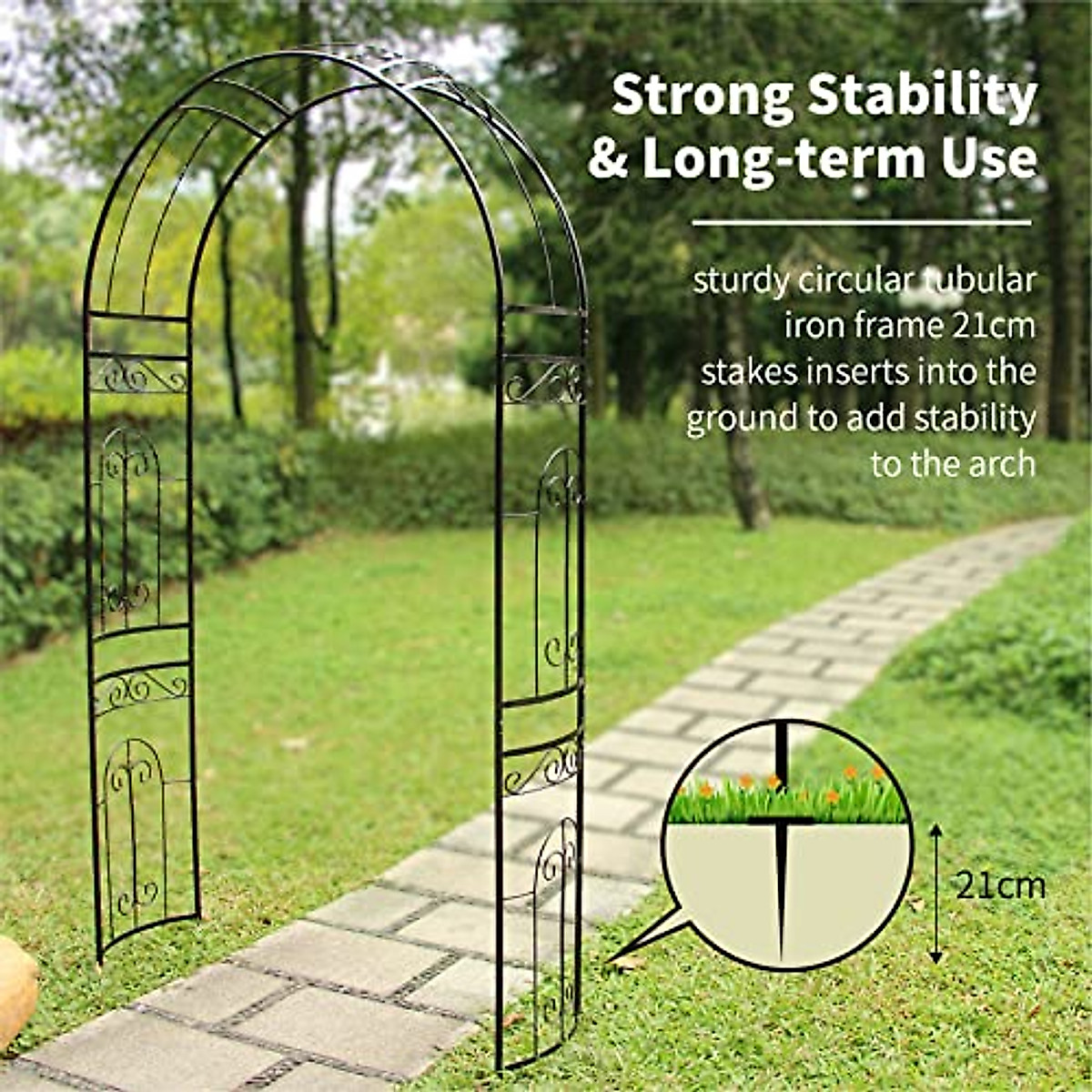 SCENDOR Wedding Arch Garden Arbor Curved Metal Durable Iron Garden Arch Trellis for Climbing Plants Outdoor Ceremony