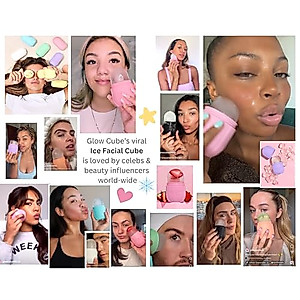 Glow Cube Ice Roller For Face Eyes and Neck To Brighten Skin & Enhance Your Natural Glow/Reusable Facial Tool to Tighten & Tone Skin & De-Puff The Eye Area (Black)