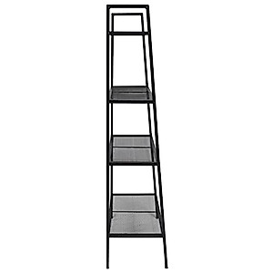 DYRJDJWIDHW Ladder Bookcase 4 Tiers Bookshelf for Bedroom,Shelves,Wood Bookcase,Suitable for Bedroom, Office, Living Room, Study,Metal Black