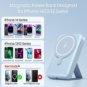 NEWDERY Wireless Power Bank, 10000mAh Magnetic Portable Charger with Foldable Stand 22W USB C, 15W Fast Charging External Battery Pack for iPhone 15 Pro Max/15 Plus/15 Pro/15, iPhone 14/13/12 Series