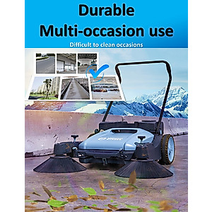 Industrial Sweeper,Floor Sweeper Manual,Street Sweeper,Just Walk and Push - 14.5 Gallon Capacity, 40.1" Sweeping Width, Sweeps 41500 Square Feet/Hour,for Shop/Workshop/Farm/Warehouse/Road (55)