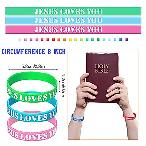 Lewtemi 100 Pcs Jesus Loves You Silicone Bracelet Colorful Rubber Wristbands Christian Bracelet Bulk Motivational Rubber Wristbands Inspirational Bracelet for Men Women Party Favors(Bright Color)