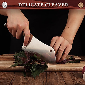 Meat Cleaver, GRANDKKNIFE Cleaver Knife High Carbon Stainless Steel Chef Knife Multipurpose Vegetable Knife for Kitchen and Restaurant