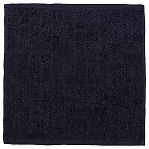 DII Basic Terry Collection Solid Windowpane Dishcloth Set, 12x12, Black, 6 Piece