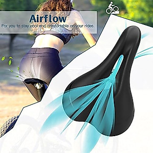 TONBUX Comfortable Bike Seat, Soft Bike Seat Cushion for Men Women Comfort, Breathable Bicycle Seat Replacement Compatible with Peloton, Padded Bicycle Saddle for Mountain MTB BMX Road Exercise Bike