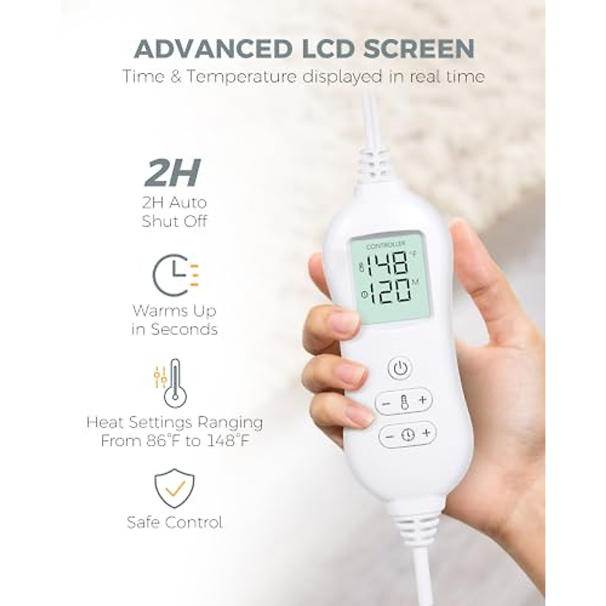 NOWWISH Heating Pad for Back Pain & Cramps Relief, Moist Heat & Auto Shut Off, Machine Washable, Gifts for Women, Mom, Wife,12 "x 24", Purple