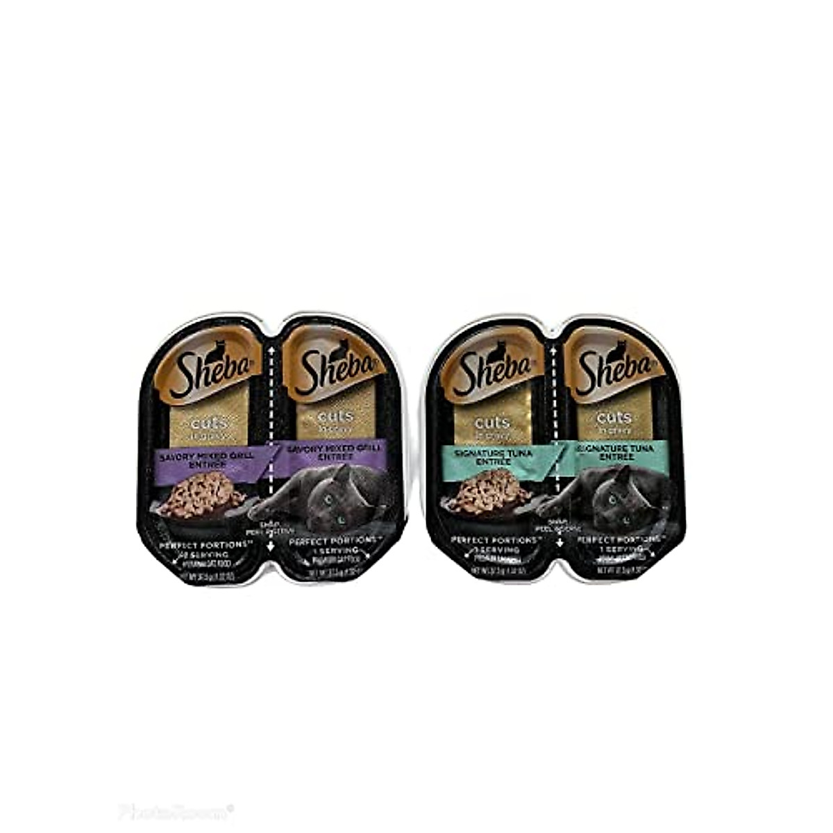 Sheba Perfect Portions Pate Wet Cat Food Cuts in Gravy Variety Pack All Flavors, Beef, Chicken, Salmon, Turkey, Tuna, White Fish, Multipack (24 Servings) with Lara's Booklet Bundle