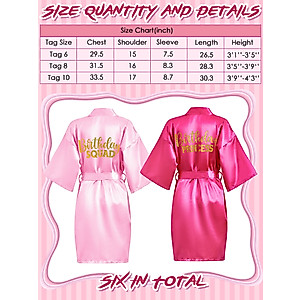 Jecery 7 Pcs Birthday Squad Robe Birthday Princess Robe Spa Party Supplies Unicorn Slumber Pajamas for Girls(Rose Red, Size 8)