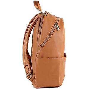 Little Unicorn Skyline Backpack – Diaper, Work, Travel Bag with Changing Pad - Premium Vegan Leather – Lightweight & Durable Design – 5 Interior Pockets – Easily Wipes Clean (Cognac)