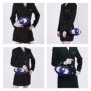 Evevictor Football Shaped Rhinestone Evening Clutch Purse Crystal Shoulder Bag Bling Party Handbag