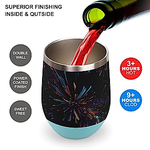 Fireworks Insulated Tumbler with Lid Stainless Steel Coffee Mug Cute Wine Tea Water Cup Green-style