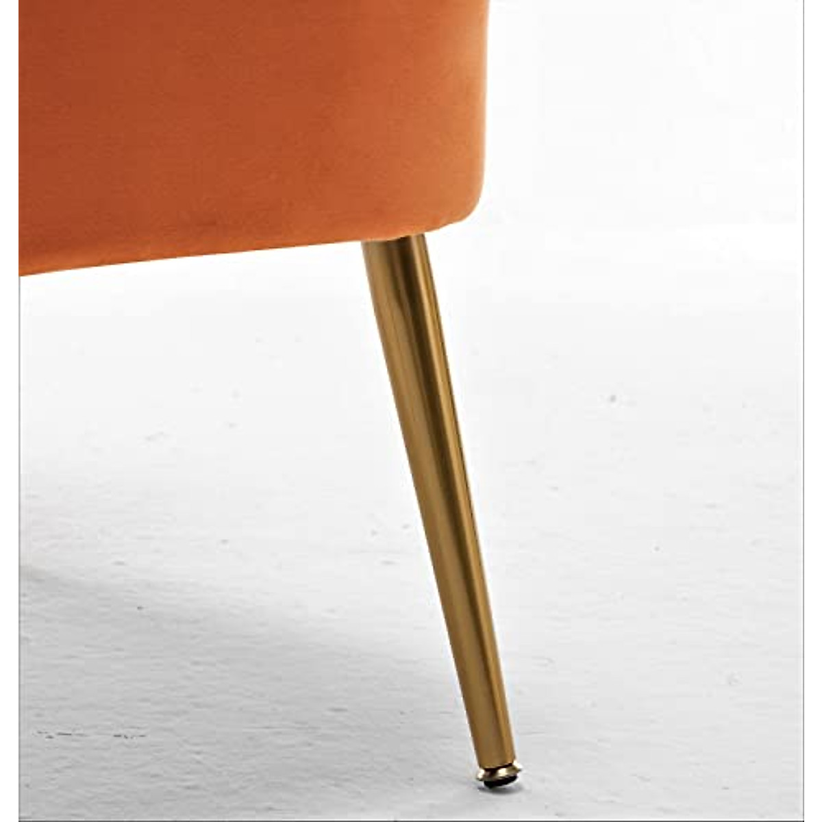 US Pride Modern Furniture Velvet Accent Chair for Living Room, Bedroom, or Entryway - Stylish and Comfortable Armless Design with Metal Legs, Orange Red