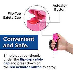 Mace Brand Sport Pepper Spray (Neon Pink) – Accurate 12’ Powerful Pepper Spray with Adjustable Hand Strap and Flip Top Safety Cap, Leaves UV Dye on Skin – Great for Self-Defense