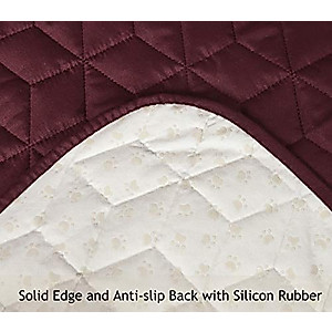 Ameritex Loveseat Cover Water-Resistant Quilted Furniture Protector with Back Nonslip Paws Slipcover for Dogs, Kids, Pets Loveseat Slipcover Stay in Place for Leather (Burgundy, 46'')