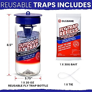 Reusable Fly Traps Outdoor Fly Traps with Natural Fly Magnet Bait Refill. Flies Trap Outdoor Reusable Fly Trap Jar Fly Trap Fly Catchers Outdoor Fly Bait Fly Bags Flytraps Stable Horse Fly Trap Bait