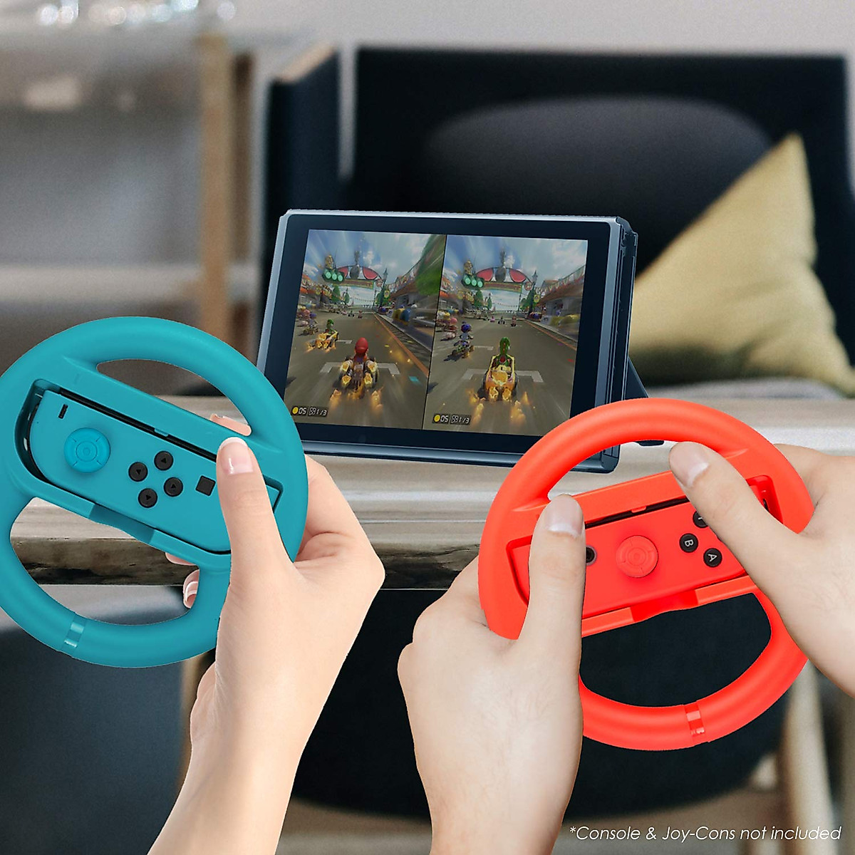 Switch Racing Wheel Controller Grip Compatible for Nintendo Switch and Nintendo OLED Games, switch wheels for mario kart, Mario kart 8 deluxe nintendo switch (4pcs)