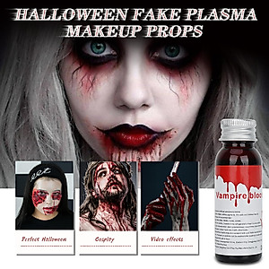 Halloween Fake Blood Washable, Realistic Effects Fake Blood for Scar Wound and Clothes,Easy Dry Flow Fake Blood for Eyes Drips Nose Bleeds, for Cosplay SFX Zombie Vampire Special Effects,Dark