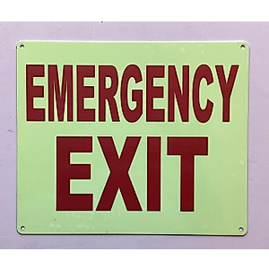 Photoluminescent EMERGENCY EXIT SIGN/GLOW IN THE DARK emergency EXIT SOUND SIGN (ALUMINIUM, 12X10 INCH,HEAVY DUTY, RUST FREE)