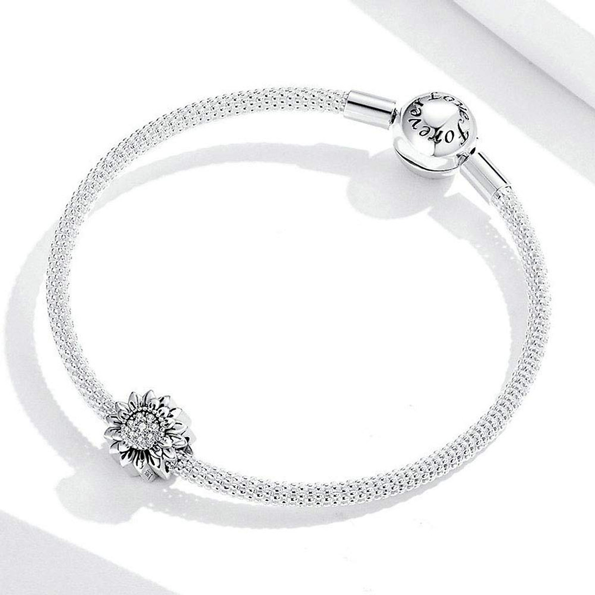 Sunflower Charm 925 Sterling Silver Sun Charm Flower Charm Love Gift Charm for Pandora Charm Bracelet (Sunflower A)