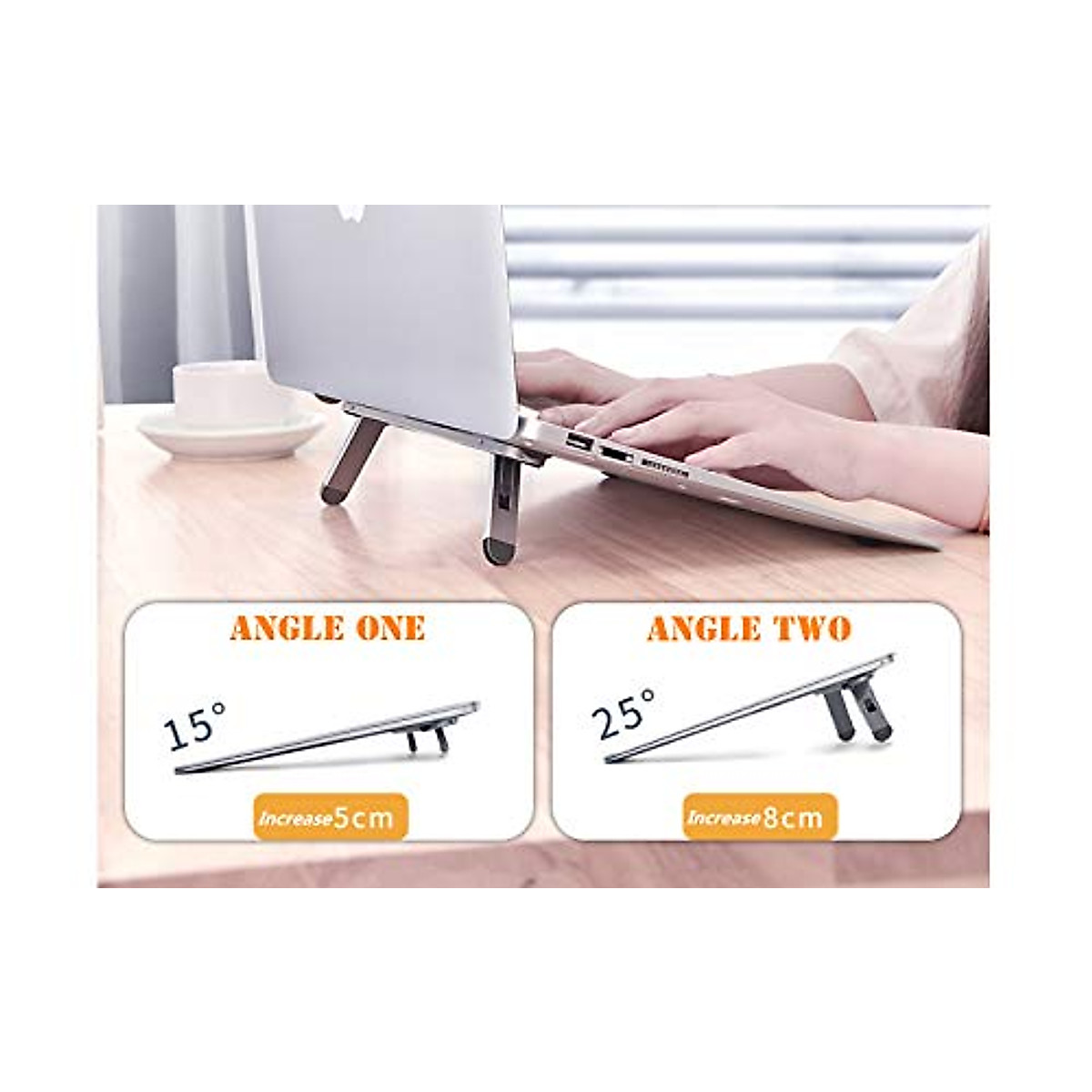 Zupro Portable Laptop Stand,Foldable Adjustable Heights,Invisible Aluminum Lightweight Laptop Keyboard Holder Riser,Ergonomic,Compatible with 10 to17 Inches Notebook Computer.Self-Adhesive.(Black)