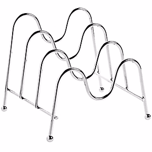 Cabilock Pot Lid Holder Stainless Steel Cutting Board Organizer Rack Pan Lid Organizer Pan Wok Storage Rack Cabinet Pantry Countertop Stand Holder for Plates Lid