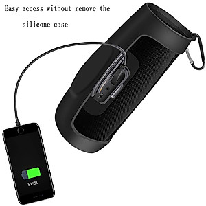 Protective Silicone Case Cover for JBL Charge 4 Waterproof Portable Bluetooth Speaker, Travel Carrying Gel Soft Skin, Waterproof Rubber Pouch with Shoulder Strap and Carabiner