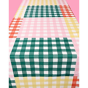 xo, Fetti Gingham Checkered Washable Tablecloth - 9ft. | Camp Bachelorette Party Supplies, Getting Lit + Getting Hitched, Glamping Birthday Party Decorations, Pastel Baby Shower, Cute Tableware