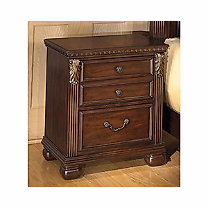 Signature Design by Ashley Leahlyn Traditional 2 Drawer Nightstand, Warm Brown