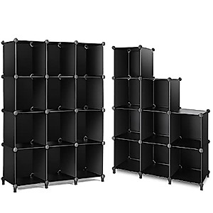 TomCare Cube Storage OrganizerCube Closet Organizer and Storage Shelves DIY Storage Cube Organizer Cabinet Modular Book Shelf Plastic Shelving for Bedroom Living Room Office, Black