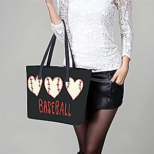 Womens Handbag Baseball Leather Tote Bag Top Handle Satchel Bags For Lady